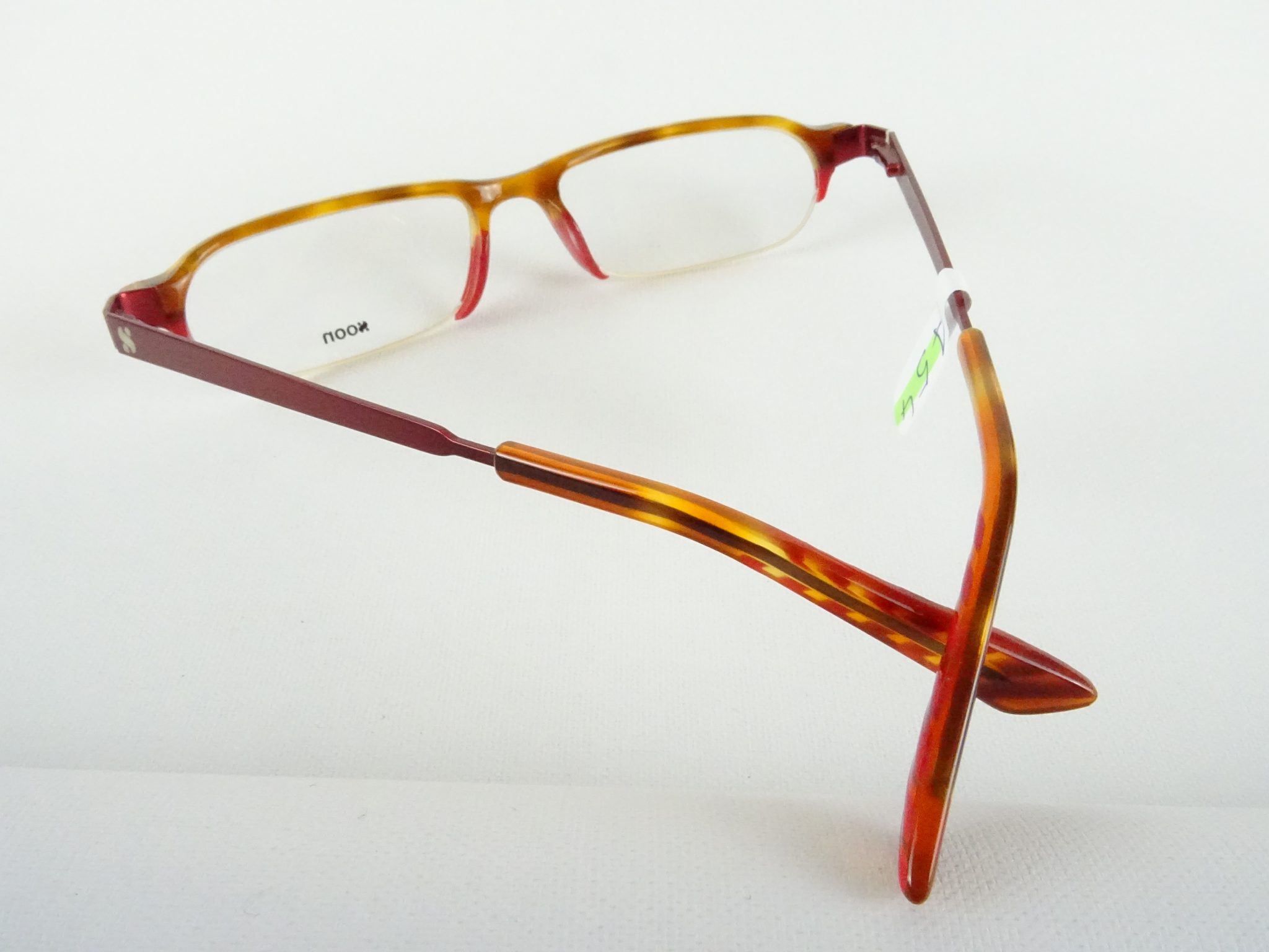 Brillenfassung Kunststoff rot-havannabraun halbrandlos mit flacher ...