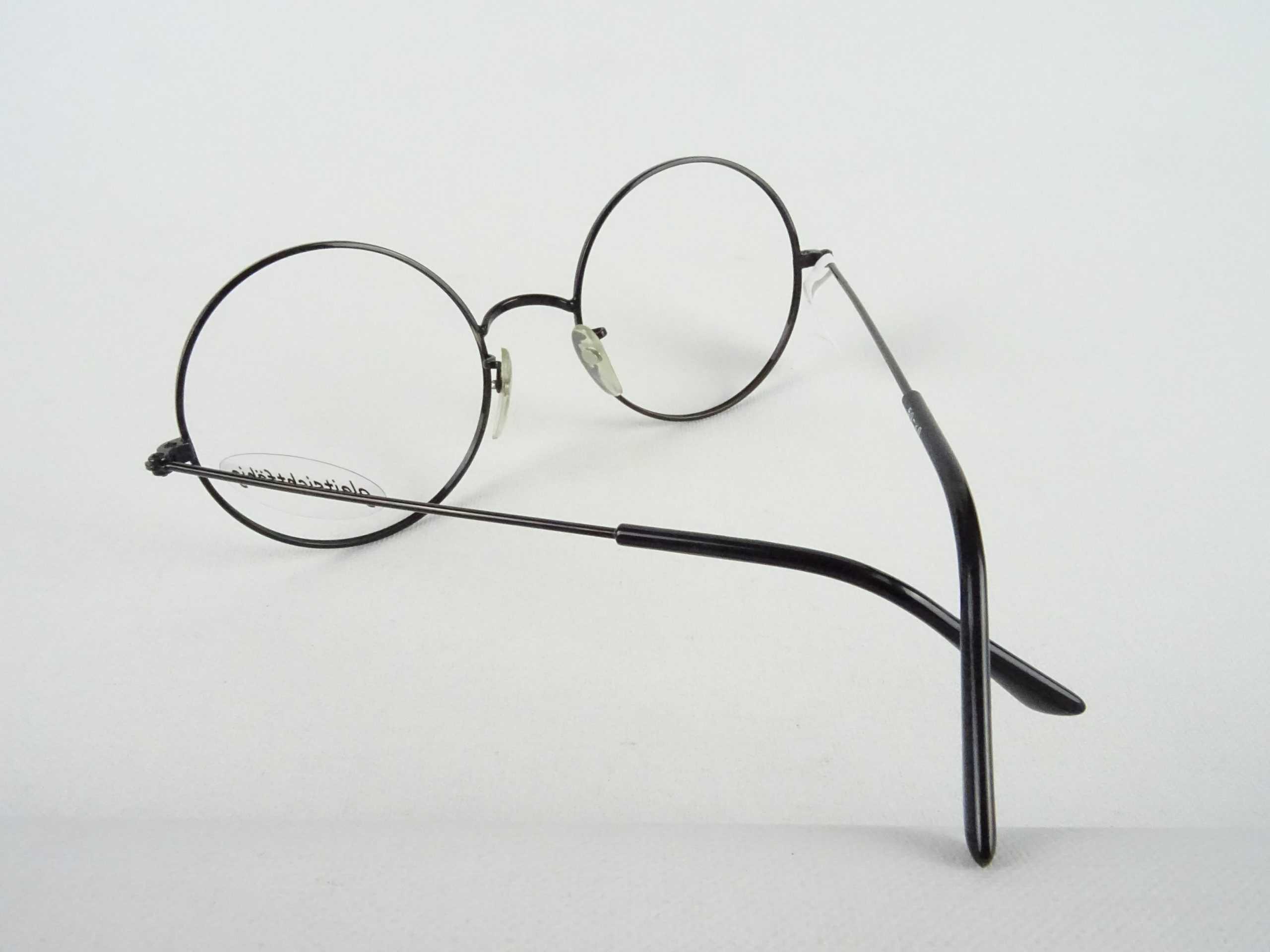 “Nickelbrille” schwarze Brille rund Professorbrille Metallgestell ...