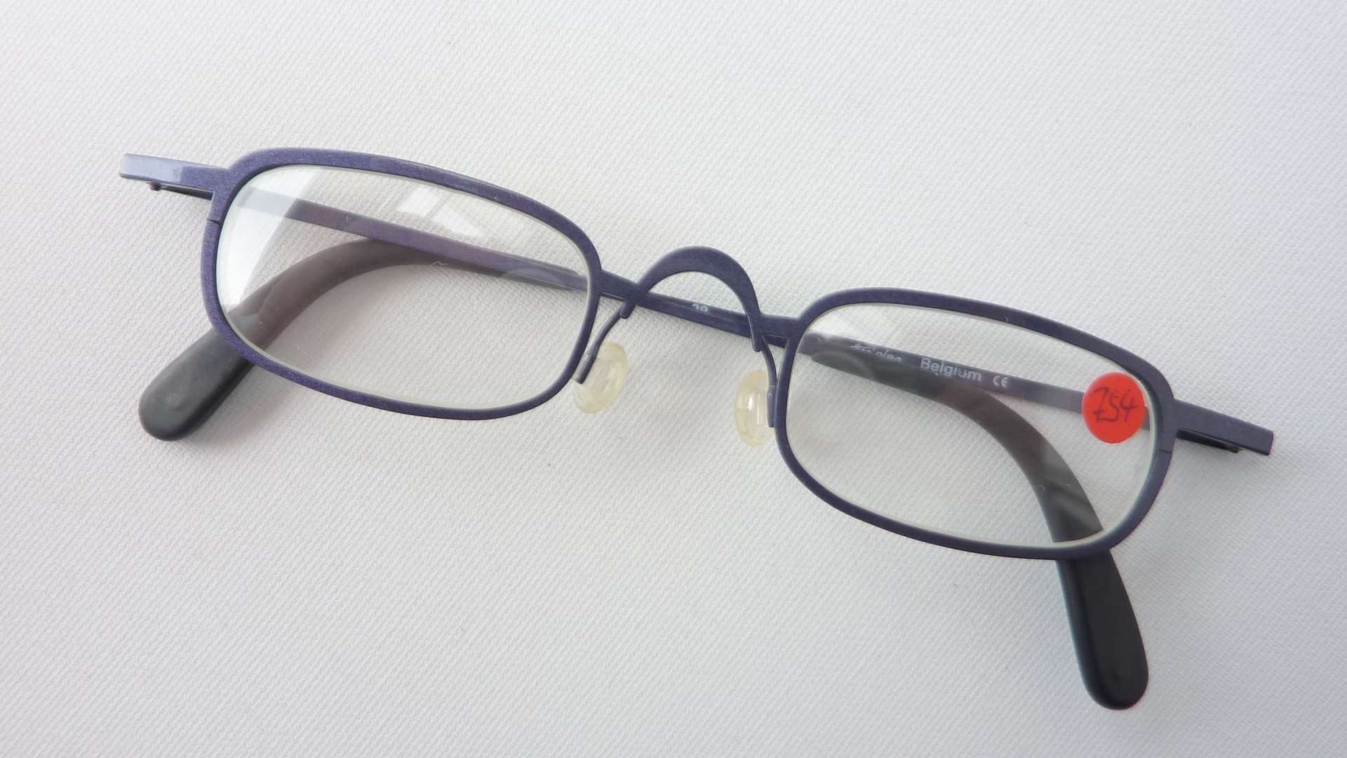 Theo Brille Alan blau ausgefallene Metallfassung kleine eckige Glasform ...