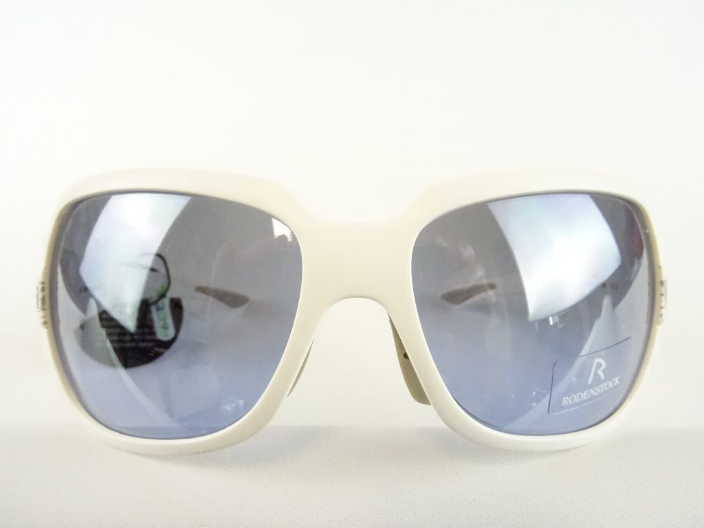 RODENSTOCK weiße Damen Sonnenbrille Tönung blau Verlauf curved breite ...