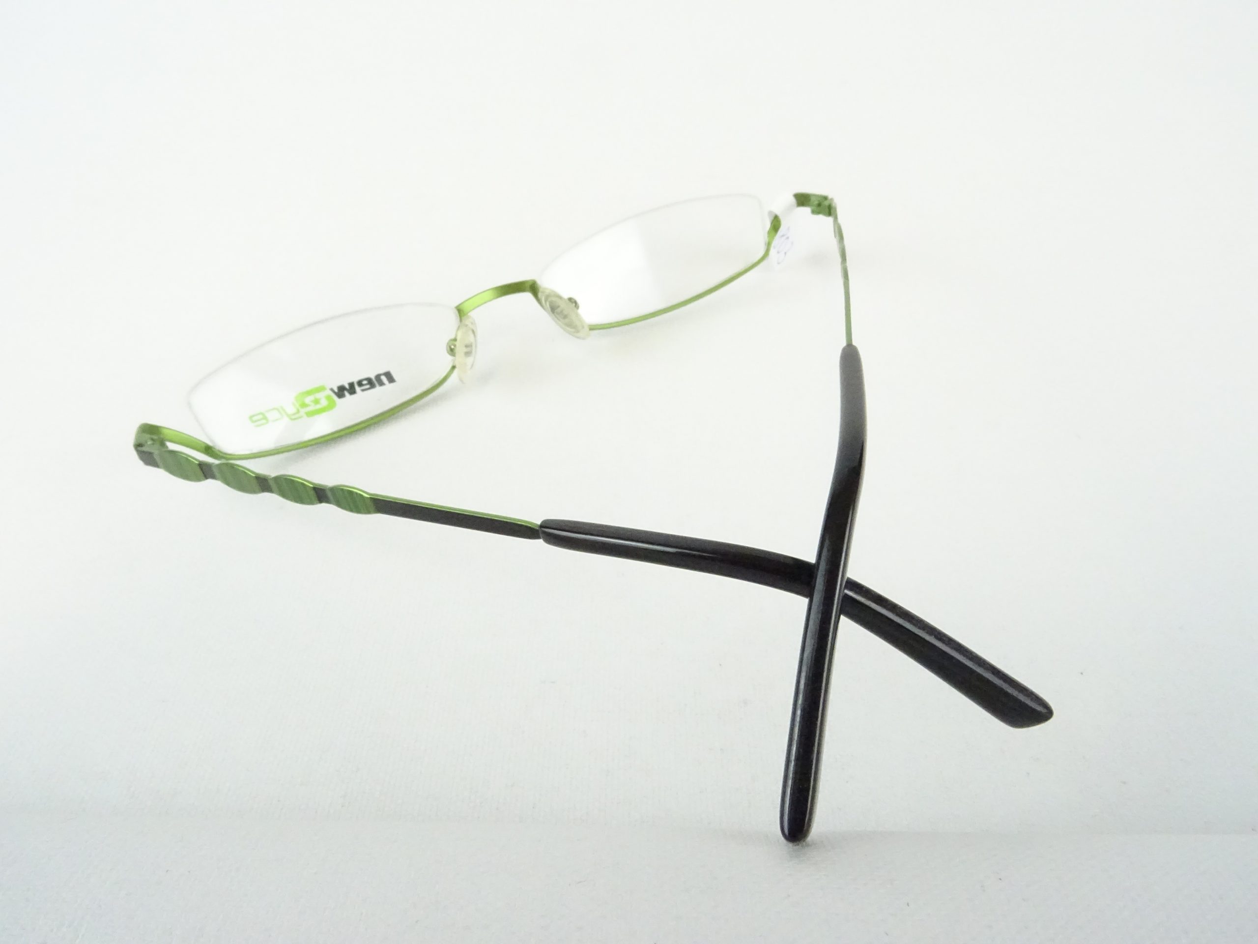 Schwarz-grüne Halbbrille Lesebrillen Damen Metallgestell halbrandlos Gr ...